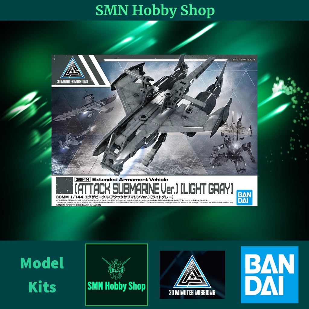 30MM 1/144 Extended Armament Vehicle Attack Submarine Light Gray Toy Plastic Model Kit [30MM 30 ...