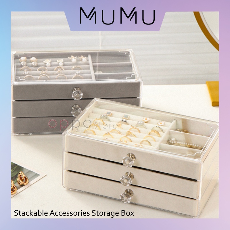 MUMU Necklace Earring Ring Watches Jewelry Tray 3 Tier Makeup Drawer ...