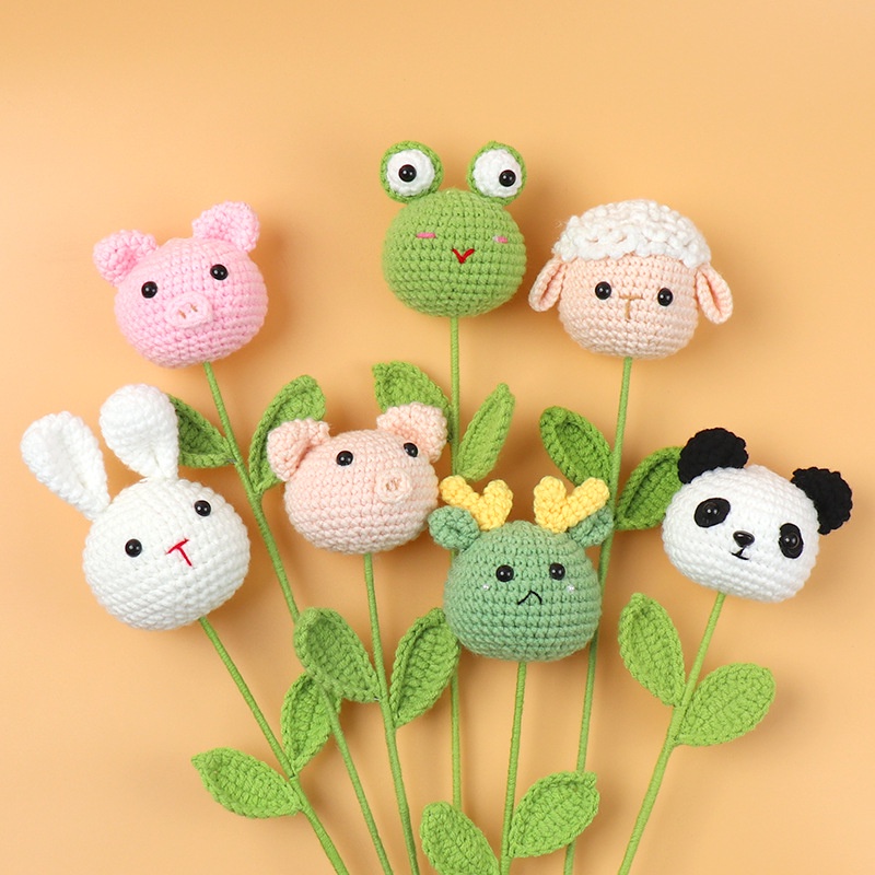 Cute Animal Bouquet Hand-Knitted Flower Bouquet Handmade Crochet ...