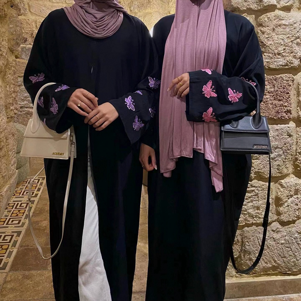 Ramadan Dubai butterfly embroidery Abaya maxi dress Islam Arab Jubah ...