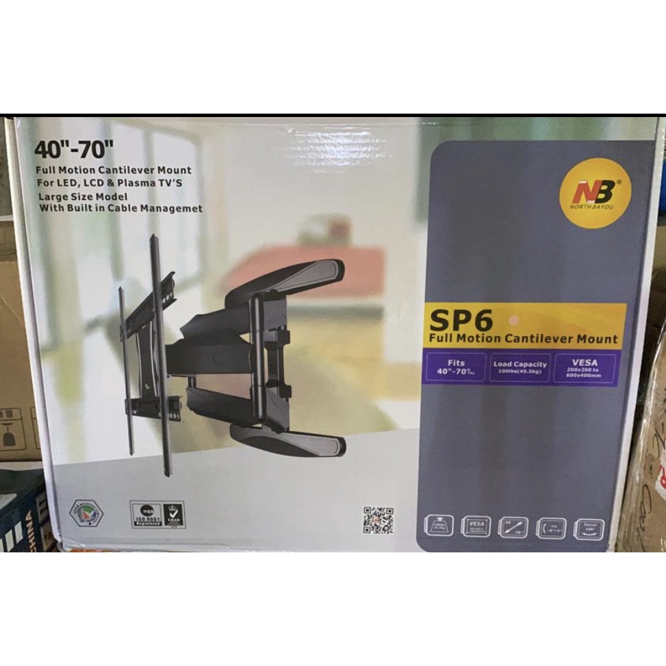 Shopping P6 40 - 70 / 45 - 75 Inch NB TV Rack SP6 767-L600 NORTH BAYOU Full Motion 6 Swing Arm ...