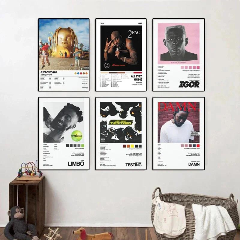 Music Album Covers Poster Rapper 2Pac,Travis Scott Hiphop Singer Album ...