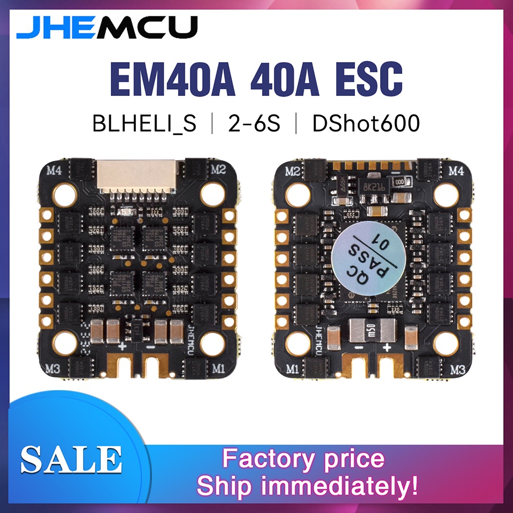 JHEMCU EM40A 40A BLheli_S 4in1 Brushless ESC 2-6S DShot600 20x20mm for RC FPV Racing Drone ...