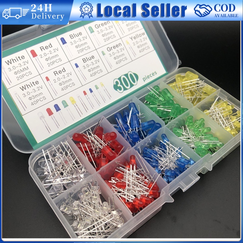 300pcs 5mm Light Emitting Diode, Led Diode Assortment Kit White/Red ...