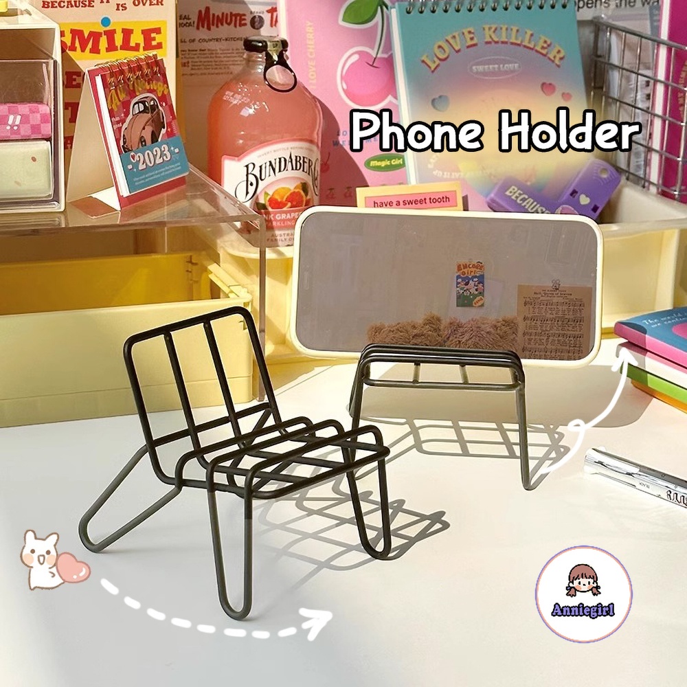 Small Black Metal Chair Mobile Phone Stand Mobile Phone Seat Adjustable ...