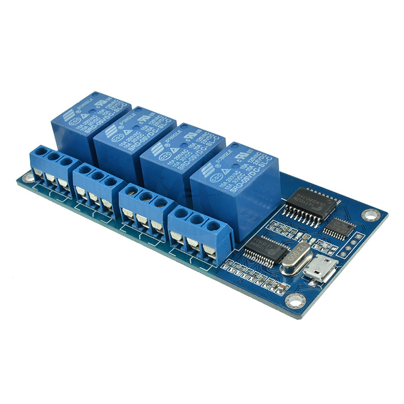 5V 4-channel relay module relay control panel with indicator lights, 4-channel relay output USB ...