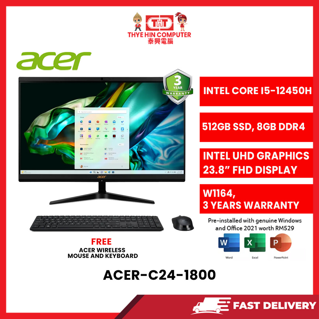 ACER-C24-1800-INTELCOREI5-12450H,8GBR4,512GBSSD,INTELHD,23.8 ...