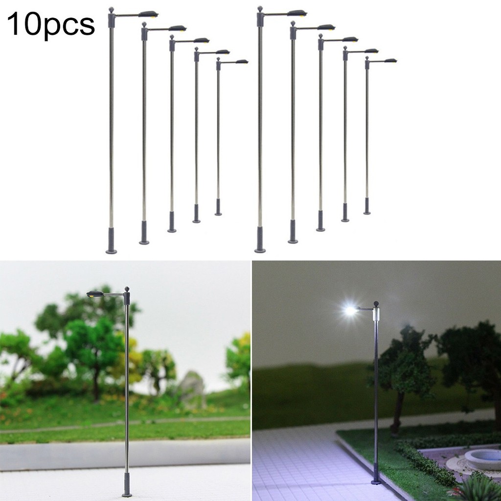 10Pcs Model Railway Train HO OO Scale Lamp Post Street Lights LEDs ...