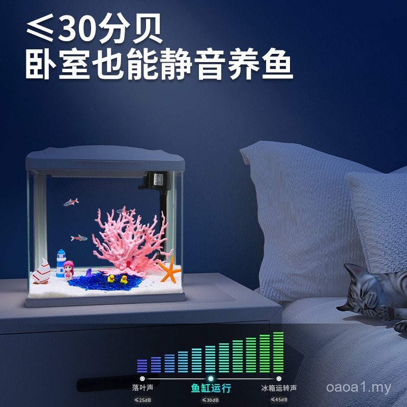 Sensen Fish Tank Aquarium Eco Desktop Tangki Ikan Emas Kaca Mini Ruang ...