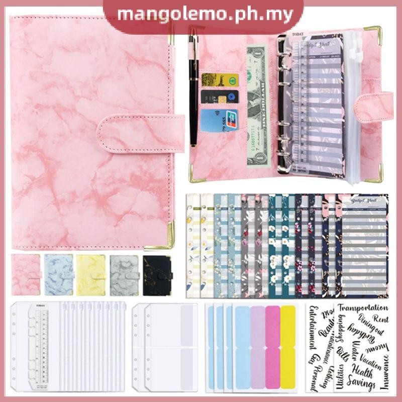 [MANGO] A6 Cash Envelopes Binder Wallet,PU Budget Planner Notebook for ...