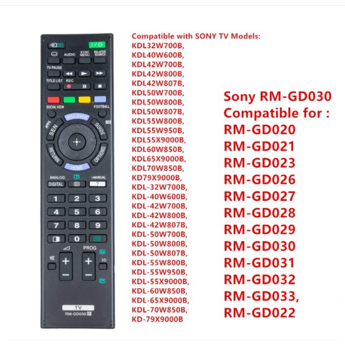 SONY RM-GD030 Smart TV Remote Control for GD023 GD033 RM-GD031 RM-GD032 ...