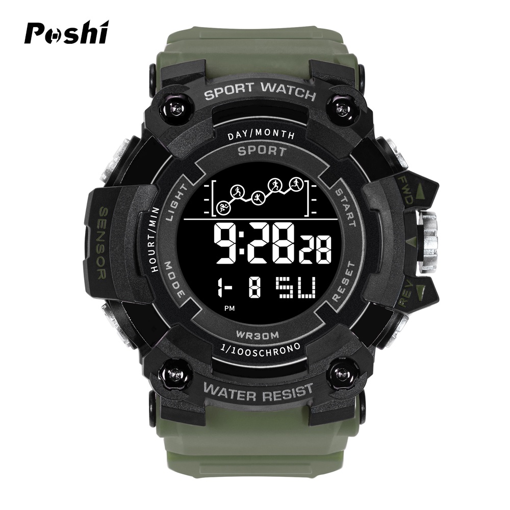 POSHi Sport Digital Watch Men Waterproof Multifunctional Military ...