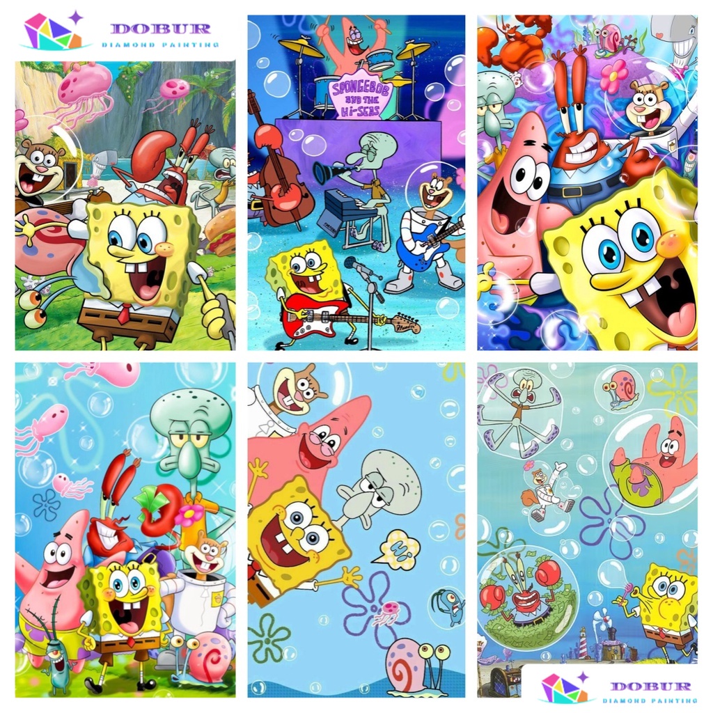 DOBUR | 5D Diamond Painting Set Round/Square SpongeBob Cartoon DIY Full ...