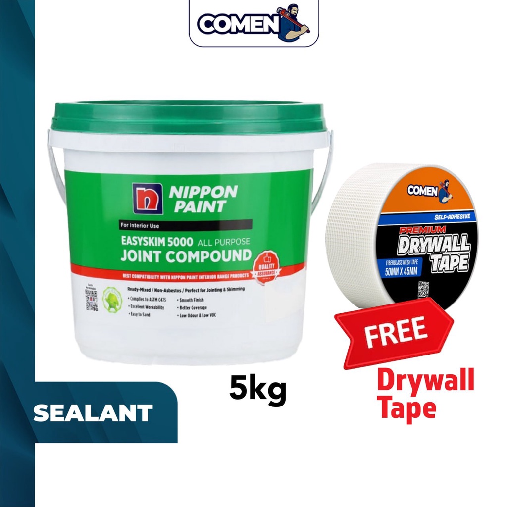 NIPPON PAINT Easyskim 5000 All Purpose Joint Compound 5KG Wall Crack ...