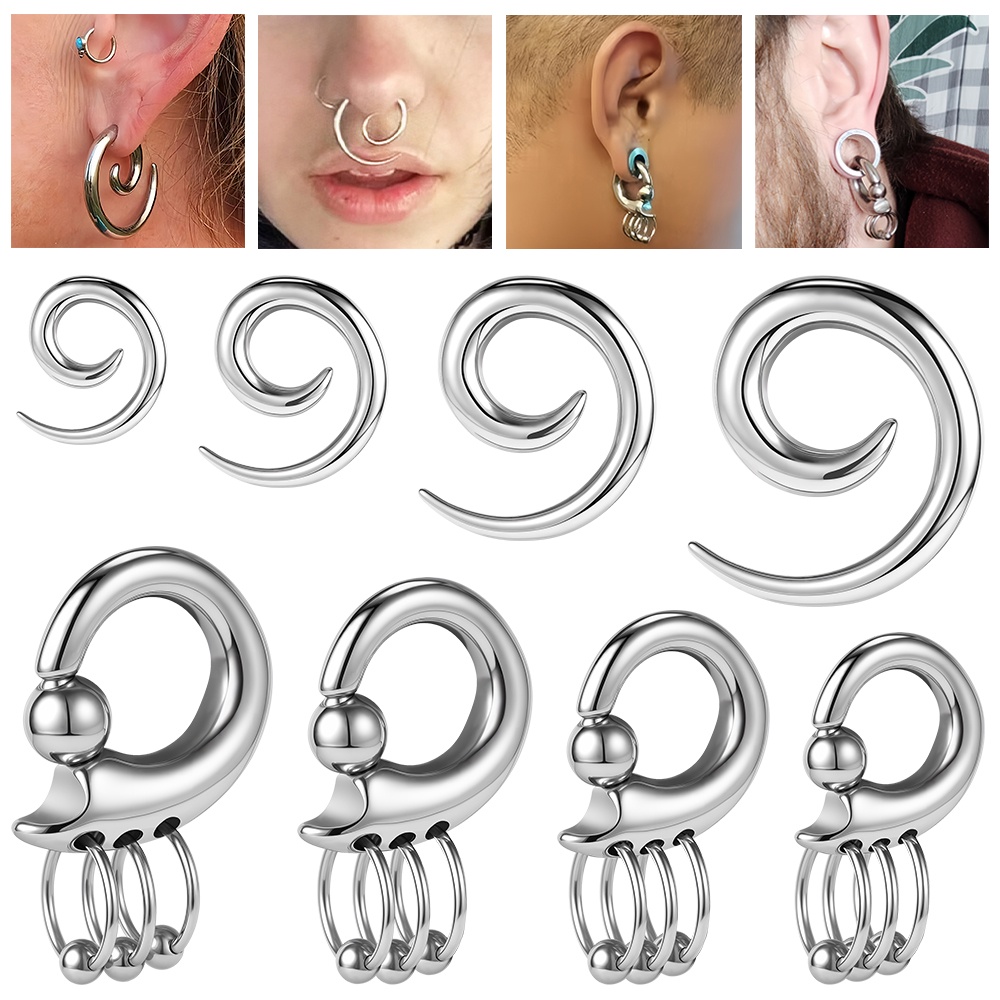 1 PC Spiral Ear Stretcher Stainless Steel Ear Plug and Tunnel Dangle ...