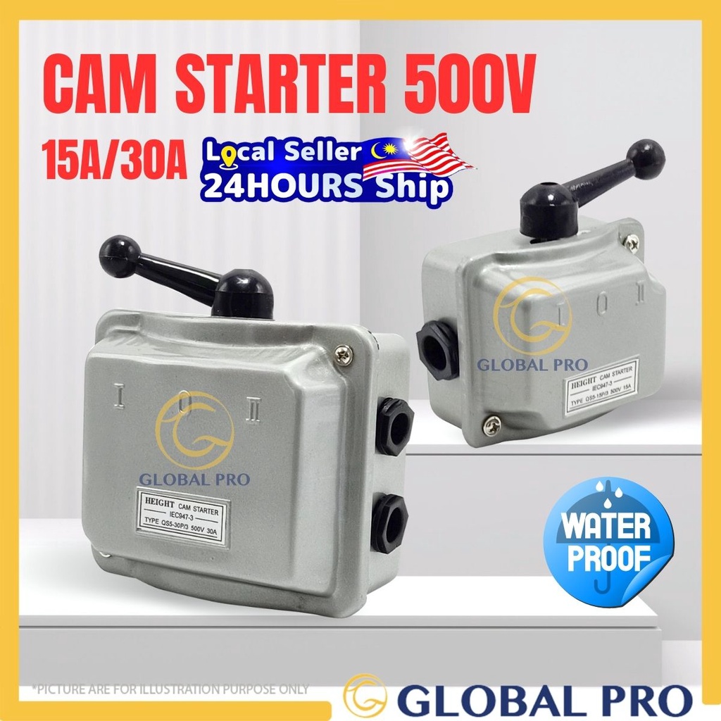 15A / 30A Cam Starter 500V Three-Pole & 2 Circuits Waterproof Cover ...