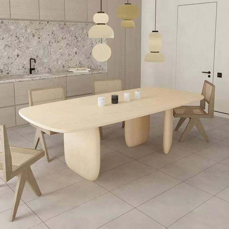 Nordic Light Luxury Cream Solid Wood Dining Table, Modern and Simple ...