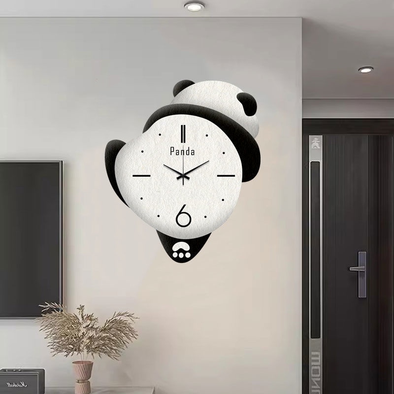[Clock Wall Clock Creative Pendulum Clock] Panda Clock Household ...