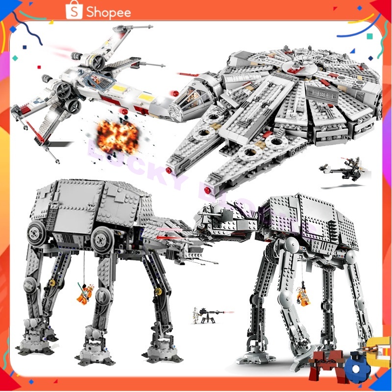 Star Wars 75189/75105/75201 AT-AT Millennium Falcon X-Wing Building ...