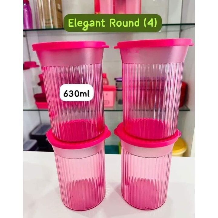 Tupperware Elegant Round 630ml Pink/ Balang Kuih/ Bekas Kuih Biskut ...