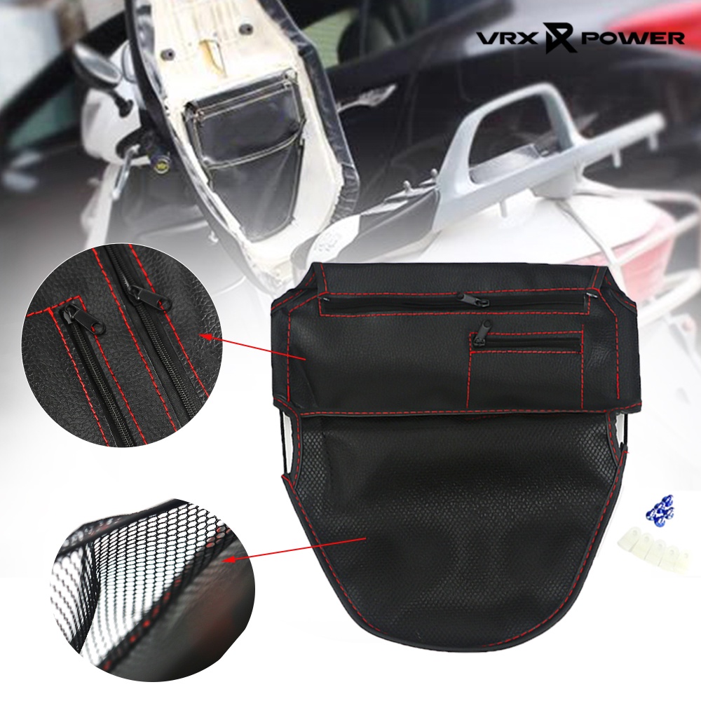 For Vespa Scooter Under Seat Pouch PU Leather Storage Zipper Tool Bag ...