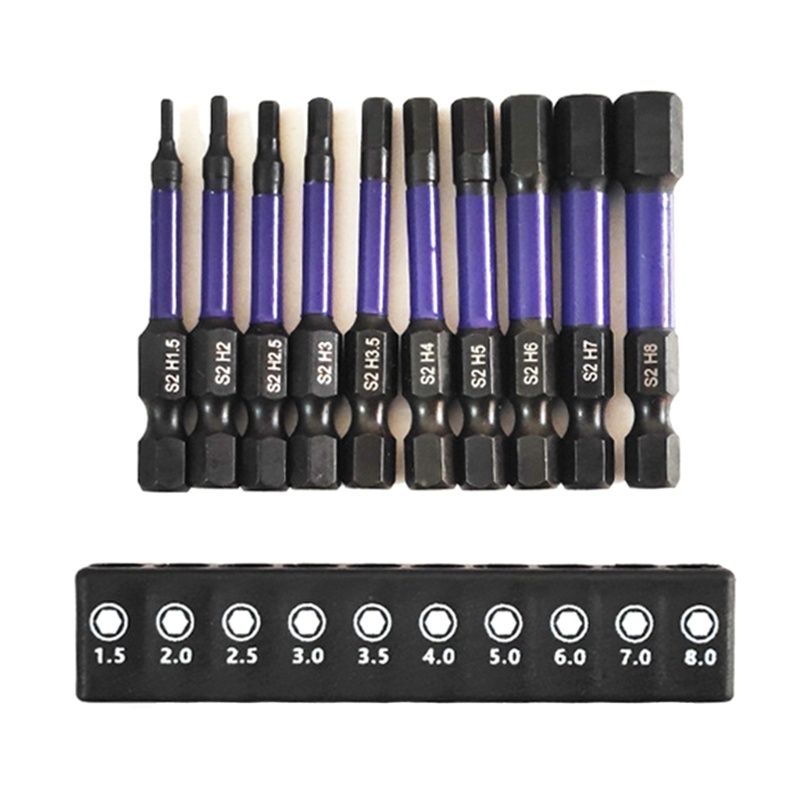PCF* 10Pcs Hex Head Allen Wrench Drill Bit Set Allen Screwdriver Bit Magnetic Hex Key ...