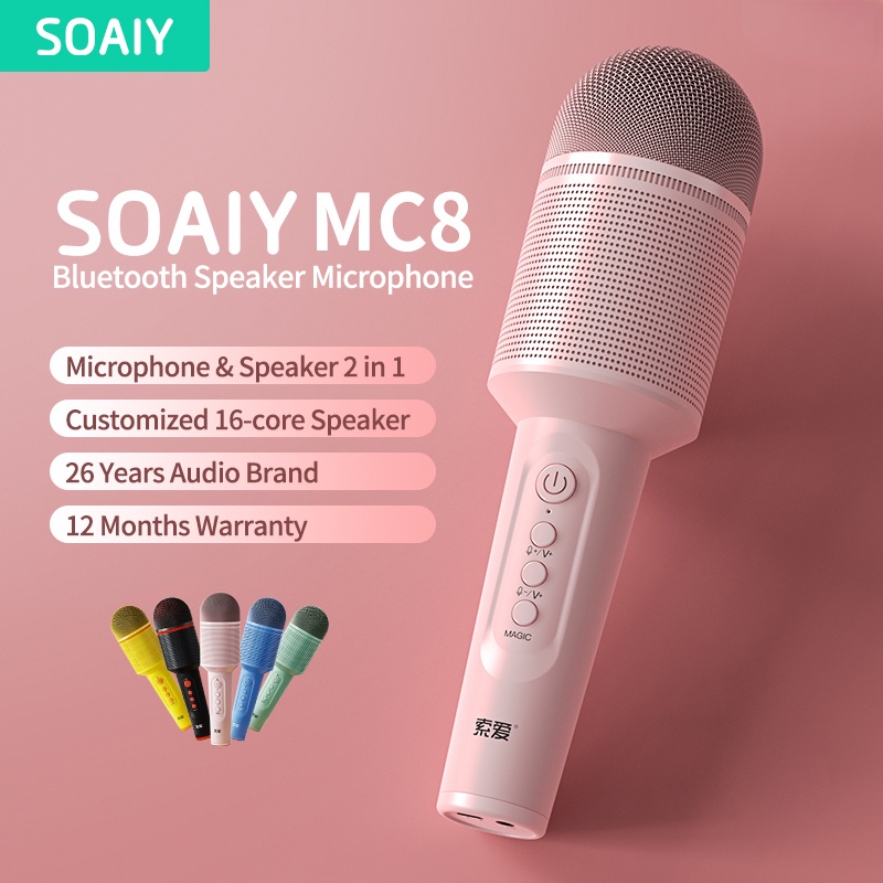 SOAIY MC8 Bluetooth karaoke Speaker Wireless Microphone Kids Karaoke ...