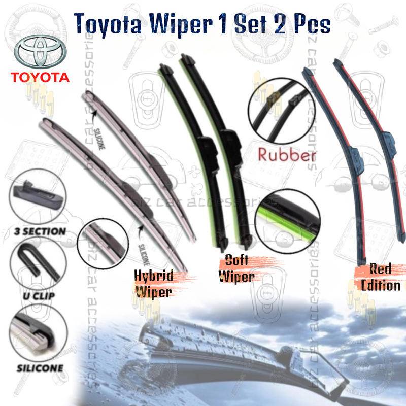 1 SET (2PCS) TOYOTA Car Wiper Soft Rubber Wipers Blade camry altis vios ...