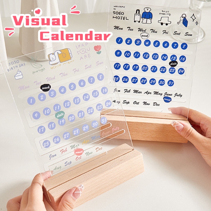2024 Acrylic Visual Calendar Reusable Desktop Perpetual Calendar ...