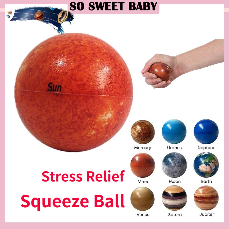 6.3cm Solar System Stress Ball AntiStress Relief Planets Squeeze Bounce ...