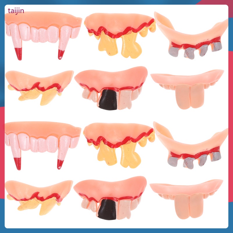 taijin Fake Dentures Teeth for Halloween Toys Funny Adults Costume Prom ...