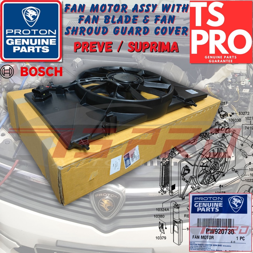 Proton Preve Suprima Genuine Fan Motor Assy with Fan Blade & Fan Shroud ...