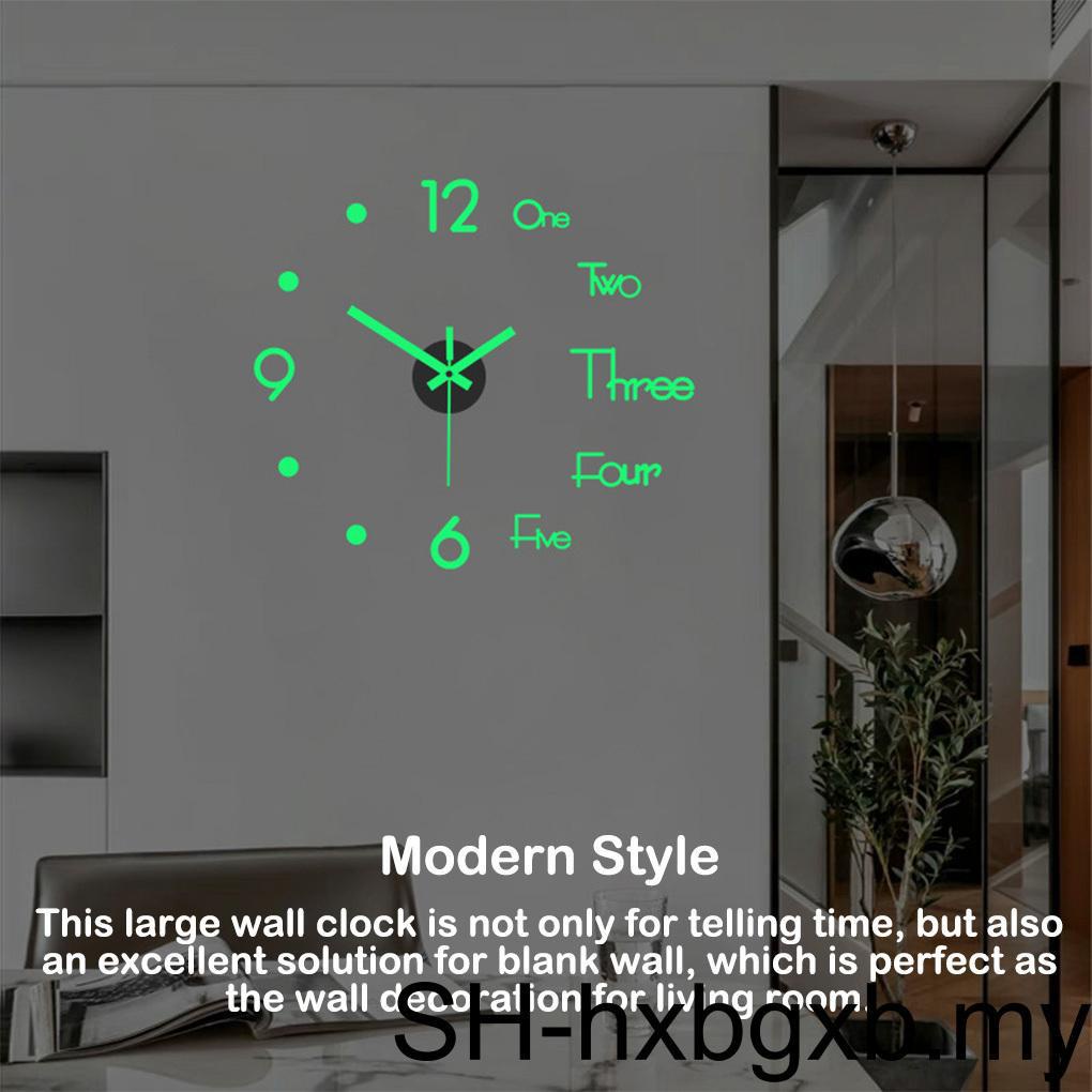 3D Luminous Wall Clock Frameless DIY Clocks Quartz Stickers Modern Self ...