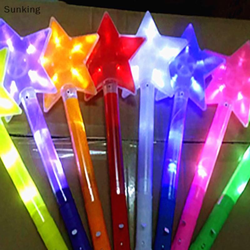 Sunking Pentagram Star Glitter Stick Luminous Flat Star Light Stick ...