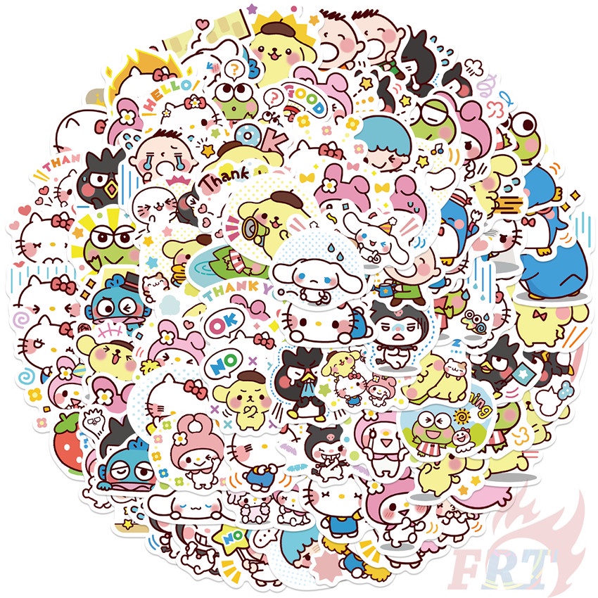 100Pcs/Set Q Funny Sanrio Stickers DIY Waterproof Fashion Doodle Decals ...