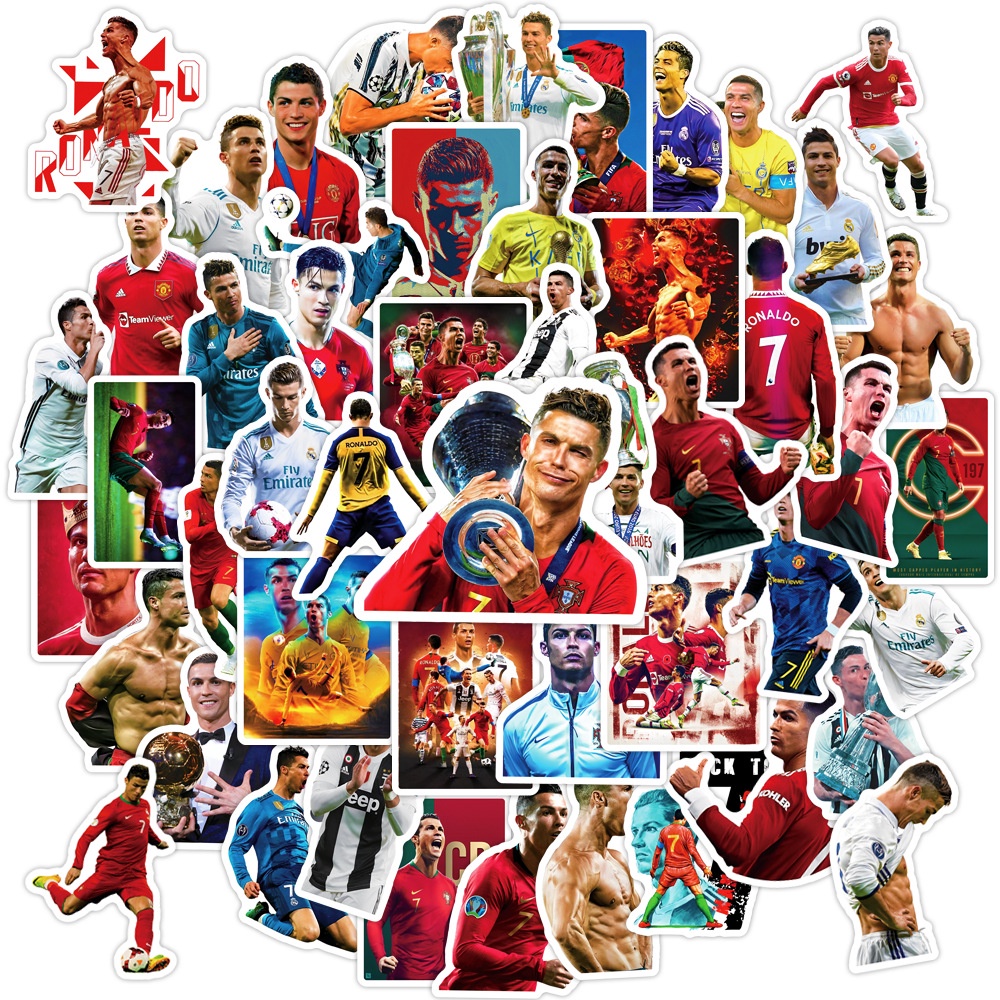 50PCS Football Star Cristiano Ronaldo Waterproof Graffiti Stickers for ...