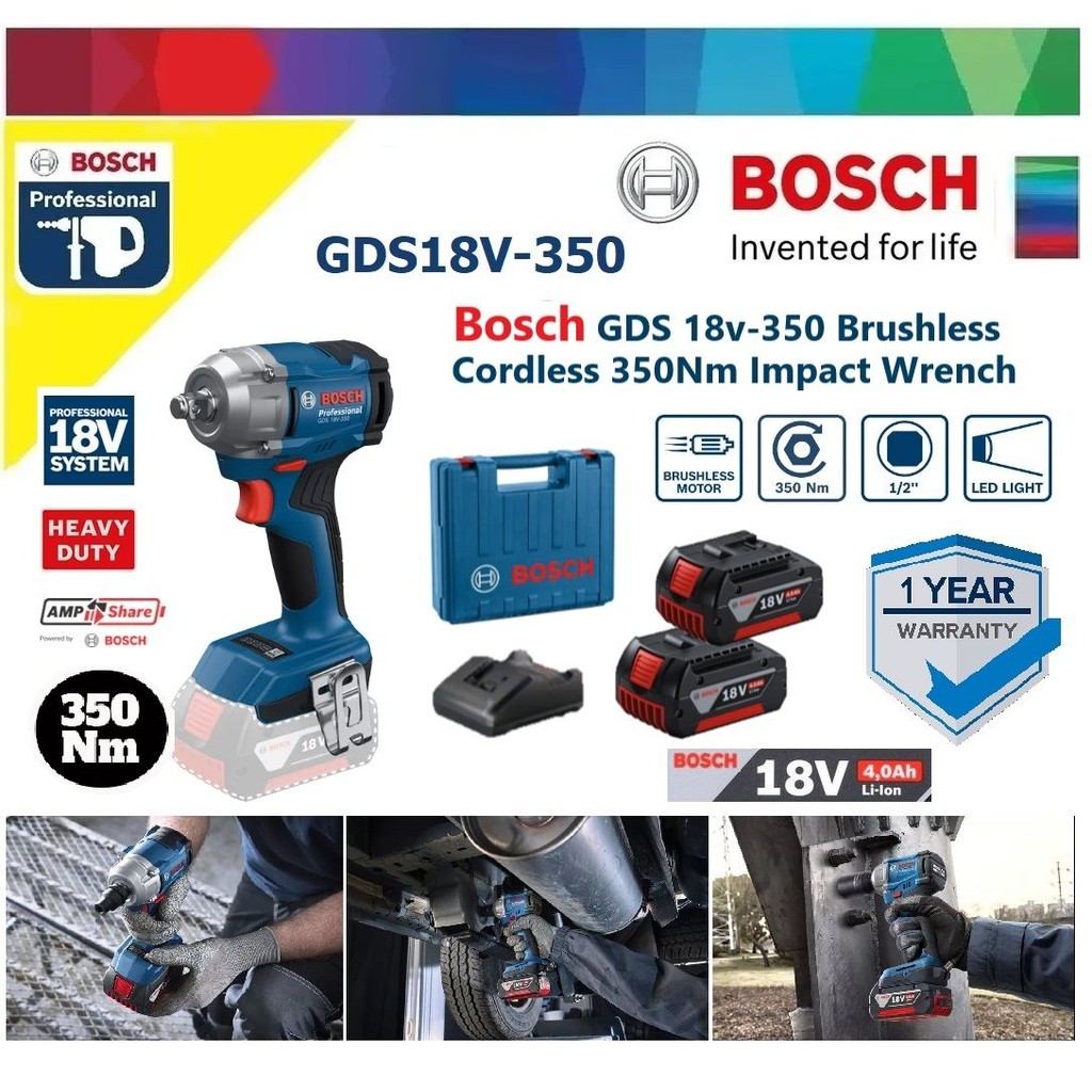 Bosch GDS 18V BL-Motor 1/2-in Dr. Cordless Impact Wrench (350Nm ...