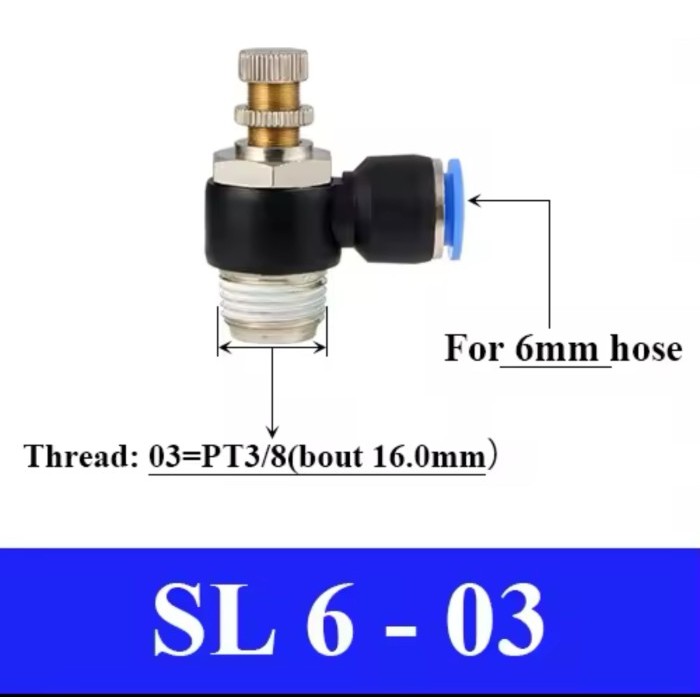 Sl 6-03 Pneumatic Fitting Speed Control 6mm to 3/8 inch Outer Thread ...