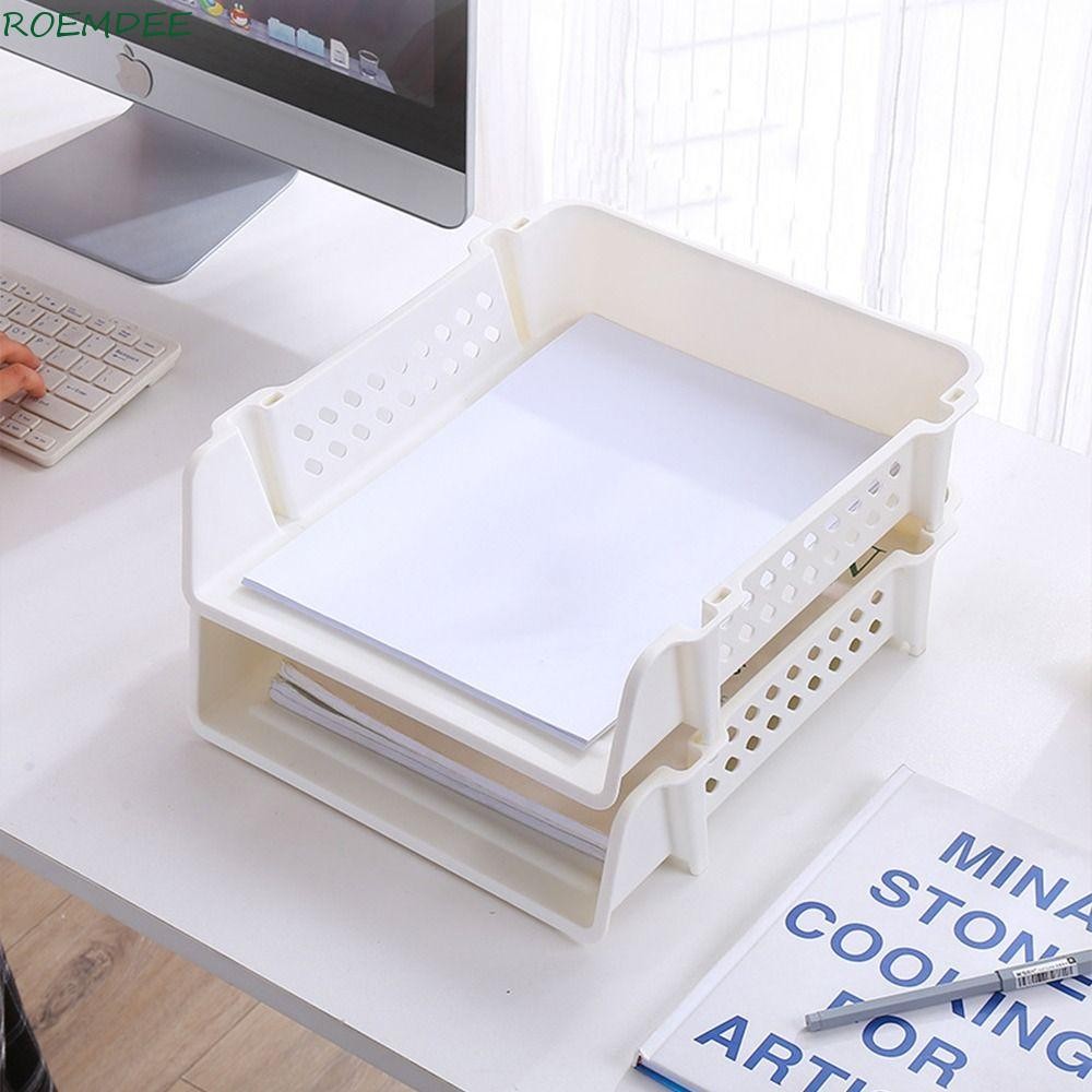 ROEMDEE A4 File Storage Tray, Papers Rack File Organizer Stackable File ...