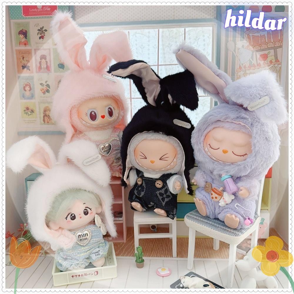 HILDAR Doll Long Ear Hat, 17cm Labubu Cartoon Rabbit Ear Doll Rabbit ...