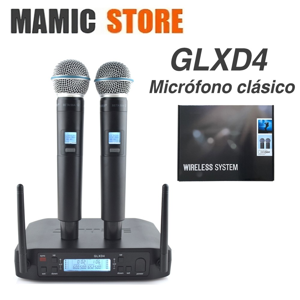GLXD4 Professional UHF Wireless Dynamic Handheld Microphone FM Mic System Dual Channels Stable ...