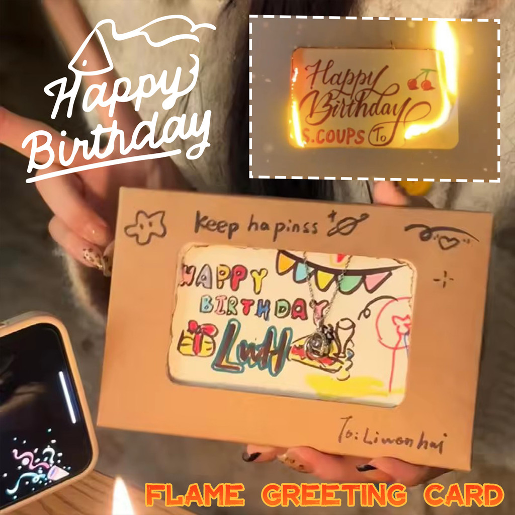 Flame Burning Greeting Card - For Birthday Wedding Gift Surprise ...