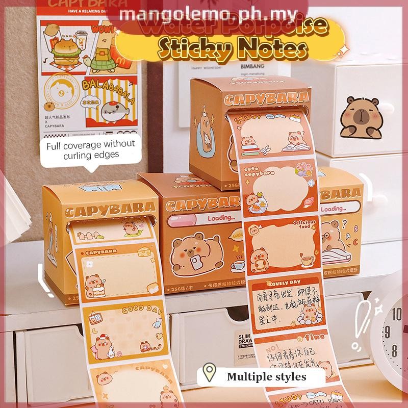 [MANGO] 100/256Sheets Kawaii Stationery Cute Cartoon Capybara Sticky ...