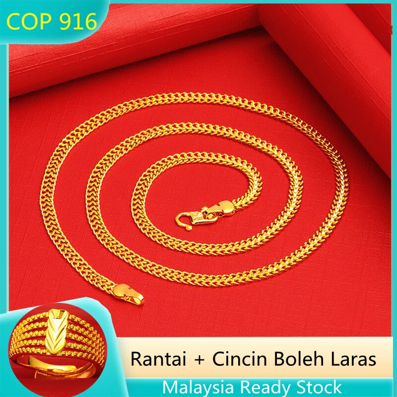 Gold 916 Original Malaysia Emas Bangkok Original Cop 916 Rantai Leher Pintal Sabut Emas Korea ...