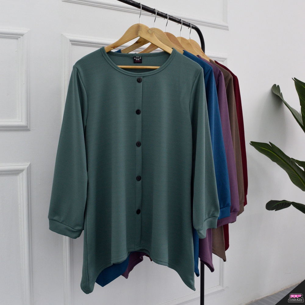 PPF 7352 S38-S48 Muslimah Front Button Plain Blouse/Blouse Labuh Butang Muslimah Tunik Blouse ...