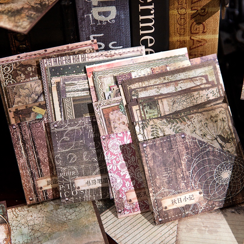 Journamm 44pcs/pack Vintage Scrapbook Materials Paper Lightweight Paper ...