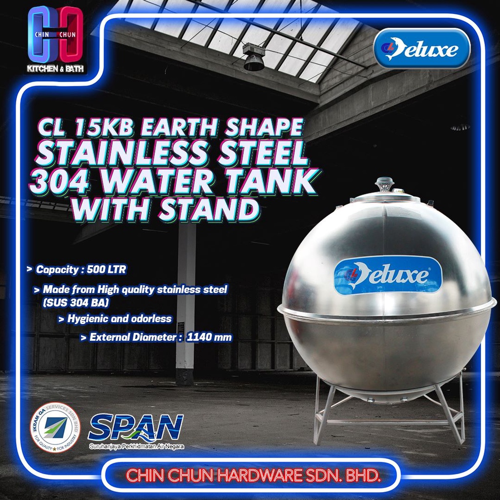 xxPRE ORDERxx DELUXE CL15KB S/STEEL 304 EARTH SHAPE WATER TANK ...