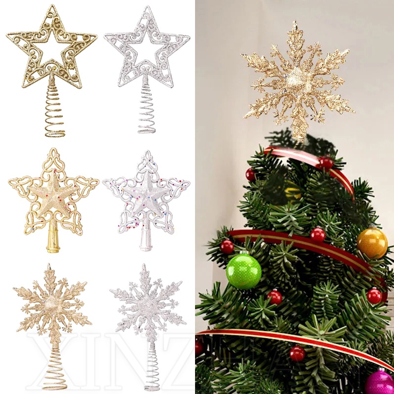 Glitter Hollow Snowflake Star Christmas Tree Topper / Christmas Home ...