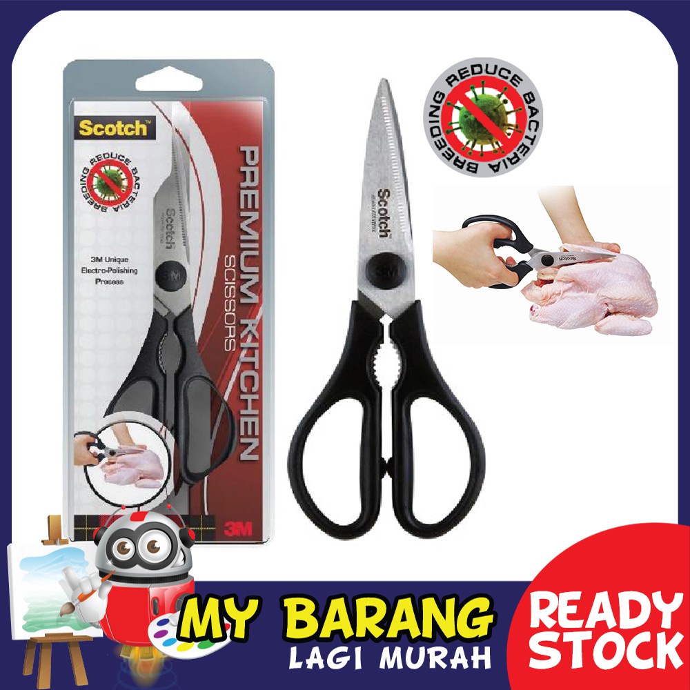 3M Scotch HKS38 Premium Kitchen Stainless Steel Scissor HKS 38 Gunting ...