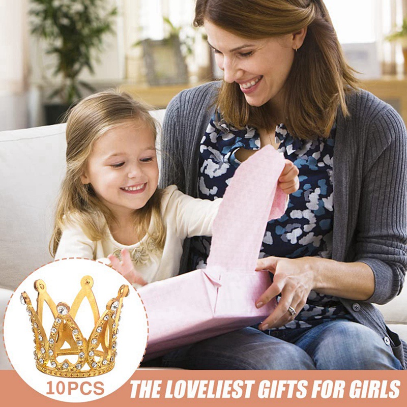 10Pcs Crown Cake Toppers Mini Baby Crown Cupcake Topper Gold Tiara Cake ...